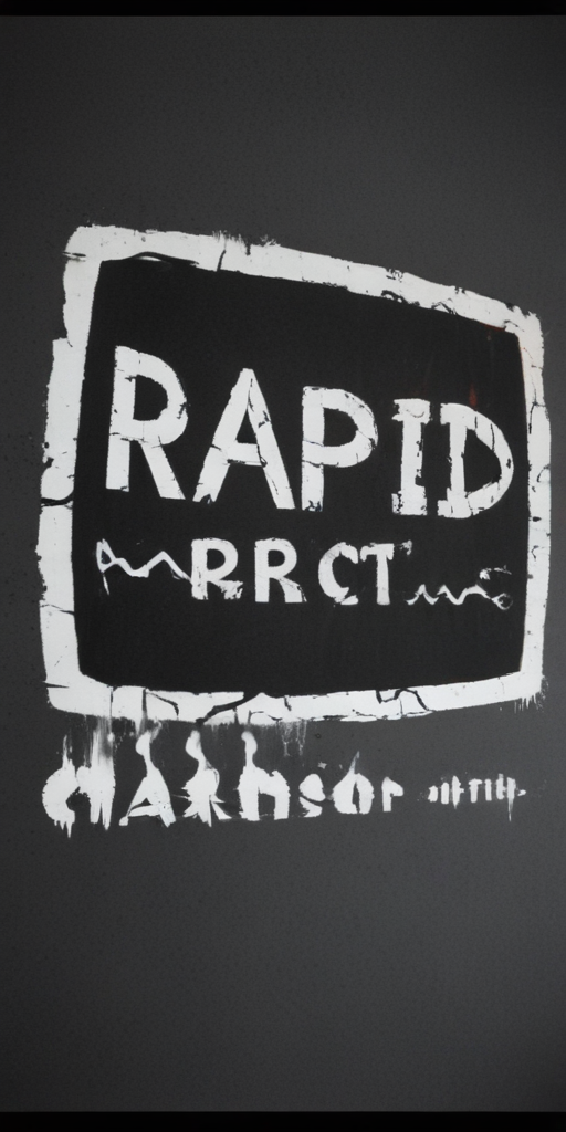 Clear inscription on the screen "Rapid Image Riot" in caberpunk style