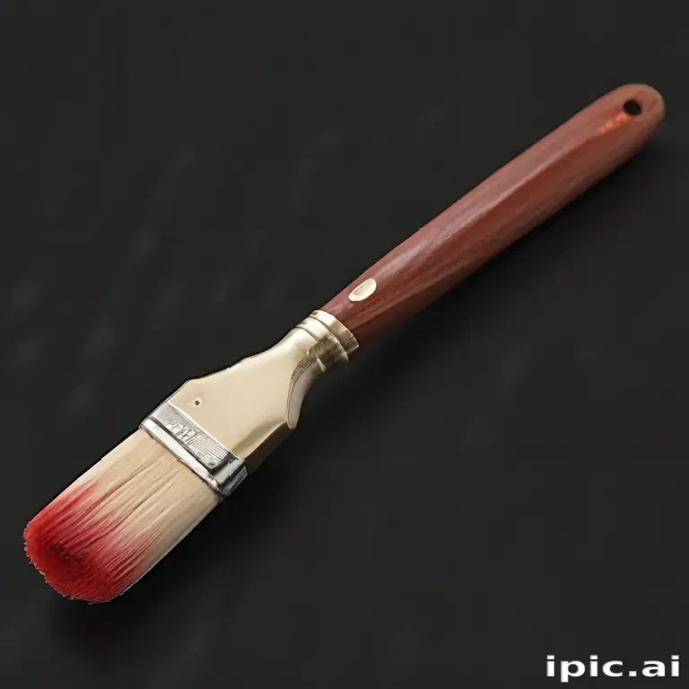 Beautifully Crafted Paint Brush with a Wooden Handle and Red Bristles