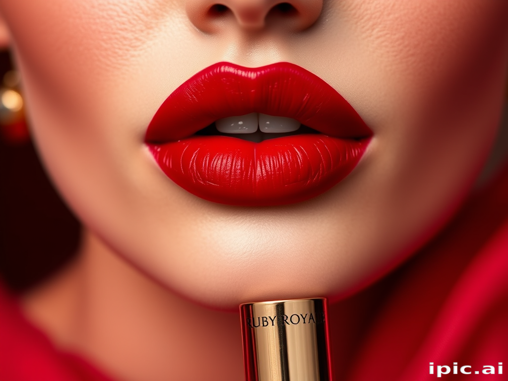 Bold Red Lips and Glamorous Makeup: A Stunning Beauty Close-Up