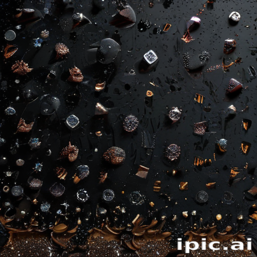 An Artistic Arrangement of Glimmering Objects on a Dark Surface