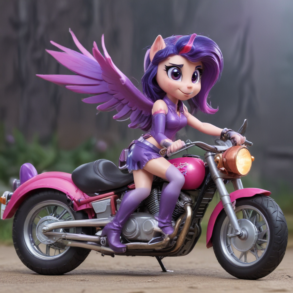 mlp pony twilight sparkle, riding a motorcycle