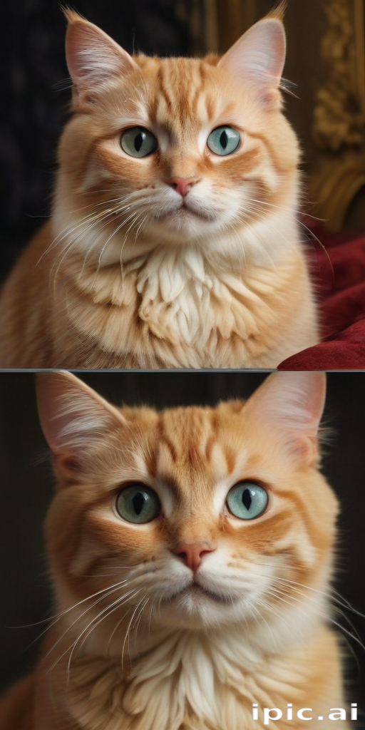 A Majestic Orange Cat with Striking Blue Eyes and Fluffy Fur.