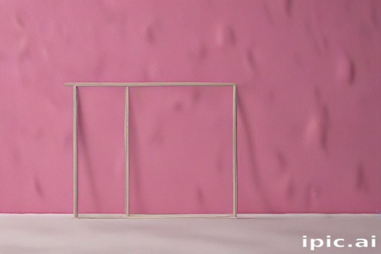 A Minimalist Wooden Frame Set Against a Soft Pink Textured Wall