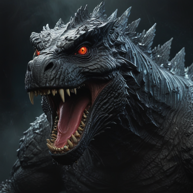 Majestic and Fearsome: A Close-Up of a Legendary Monster Roaring