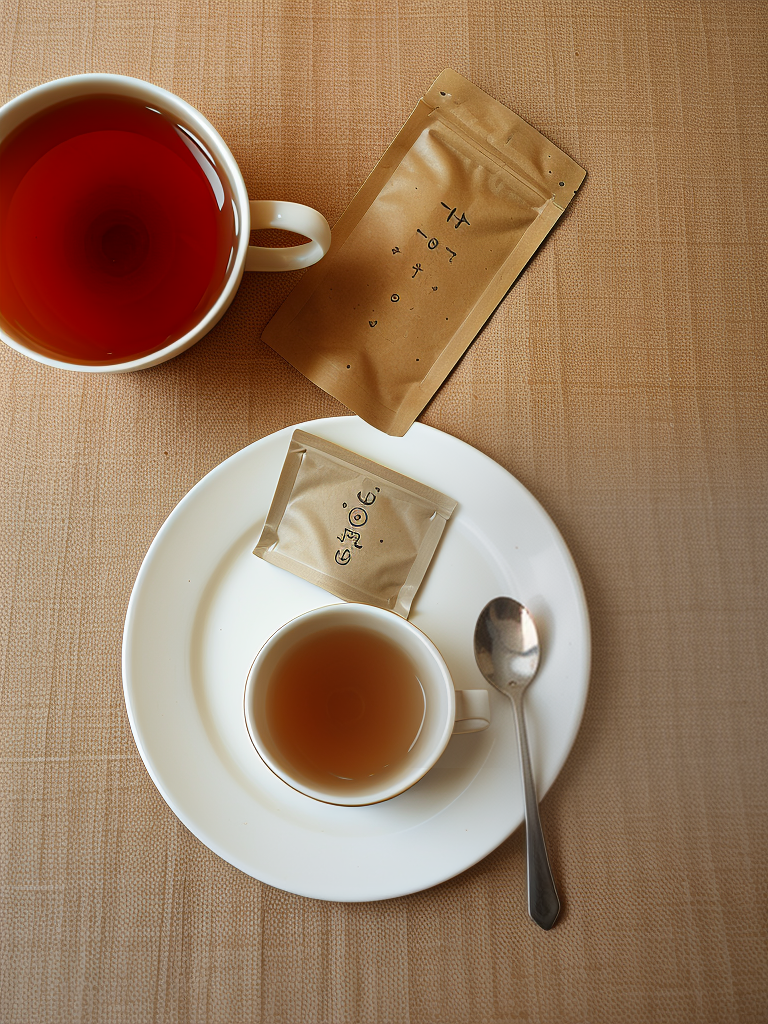 Warm Cup of Tea with Tea Bags on a Soft Table Setting