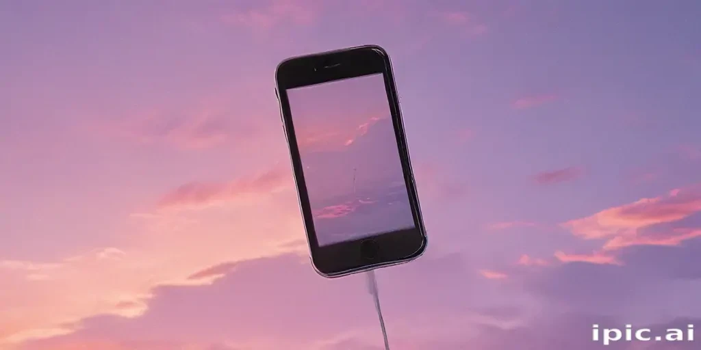 An iPhone Displaying a Beautiful Sunset Against a Purple Sky