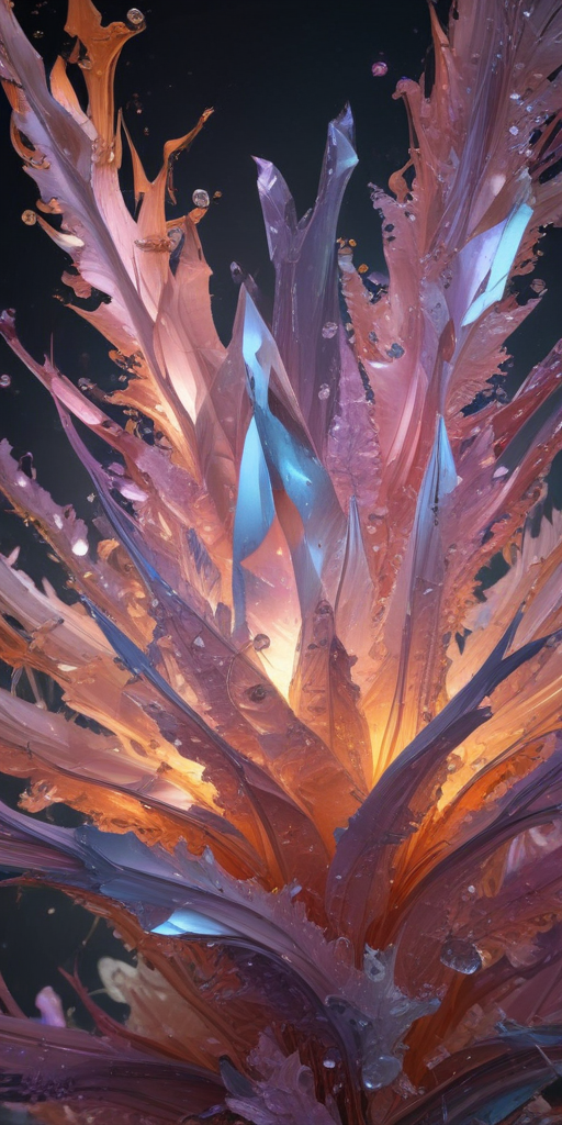 Radiant Explosion of Colorful Crystals Emitting a Warm Glowing Light