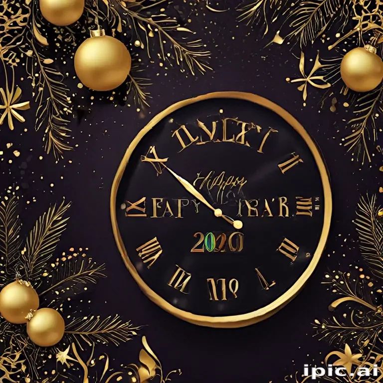 Elegant New Year's Eve Clock Design Celebrating the Arrival of 2020