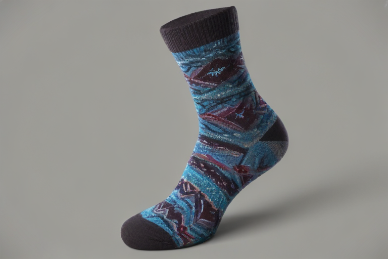 Colorful patterned sock featuring vibrant geometric designs in shades ...