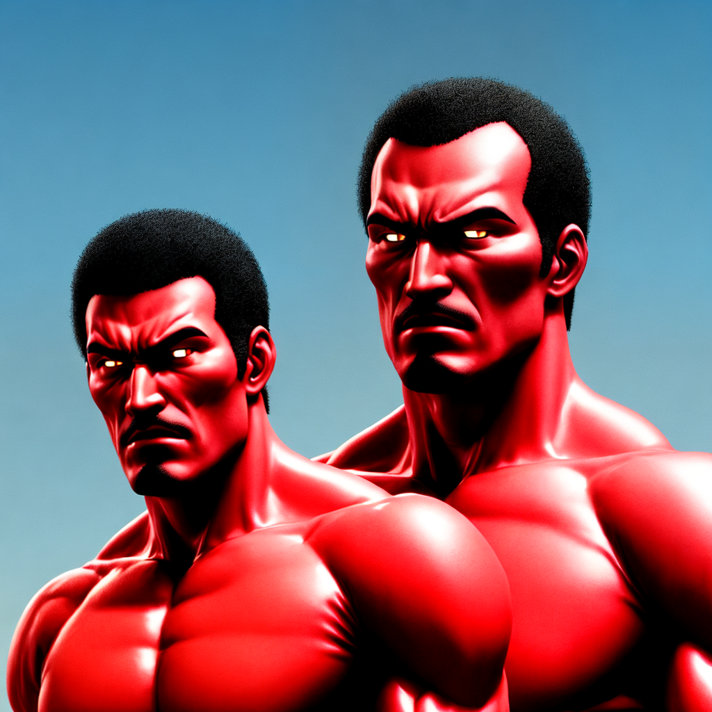 Baki the Grappler from the anime with a bare torso holds his father's ...