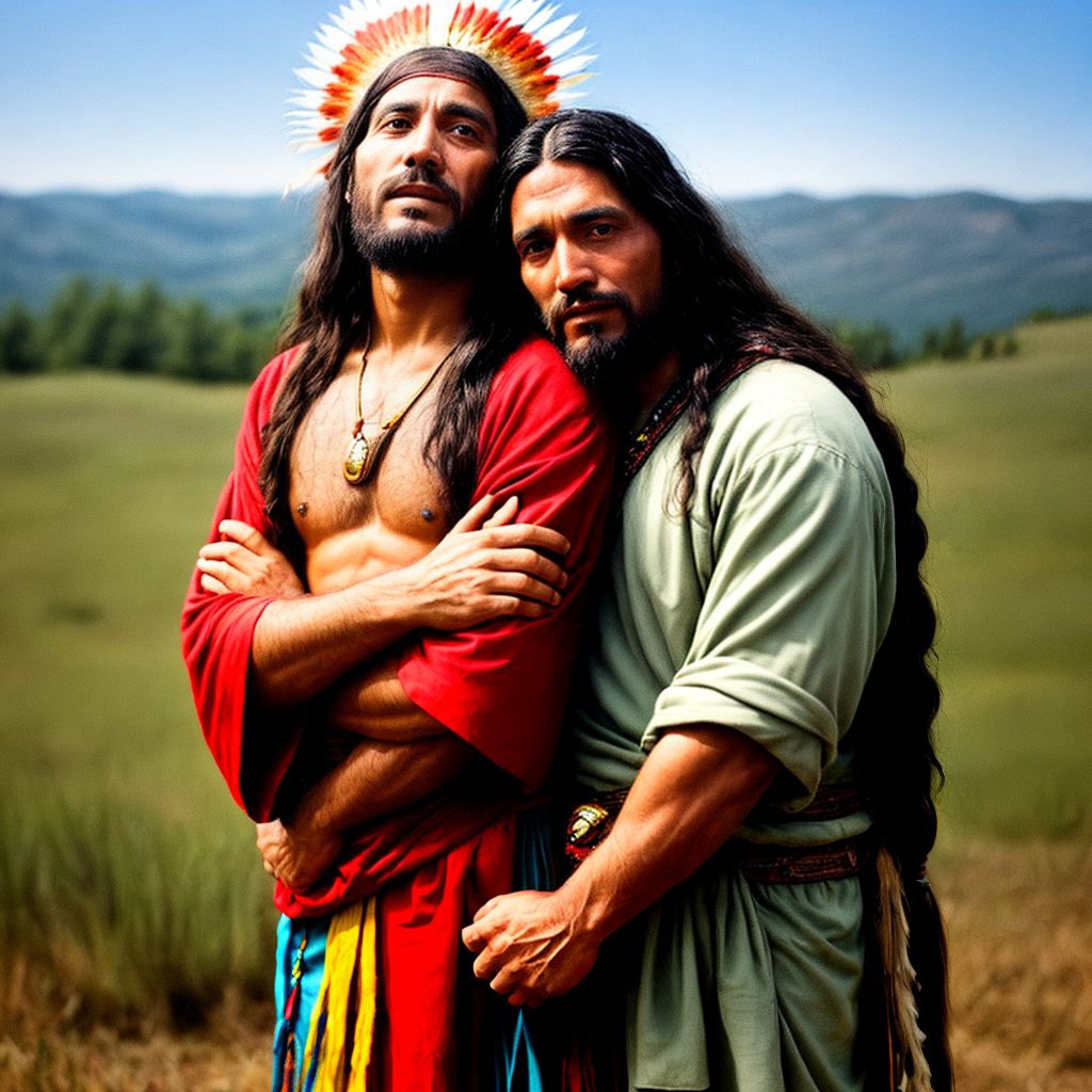 jesus hugging a native american woman