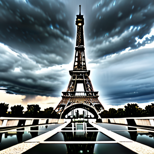 Paris destroyed Eiffel Tower Dark Sky