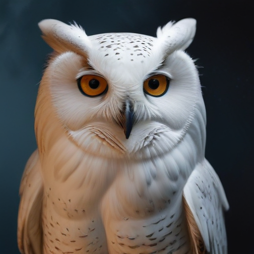 realistic white owl at night