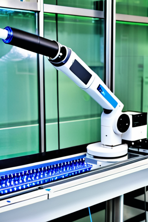 liquid handling pipetting robot figo, futuristico, in un laboratorio ...