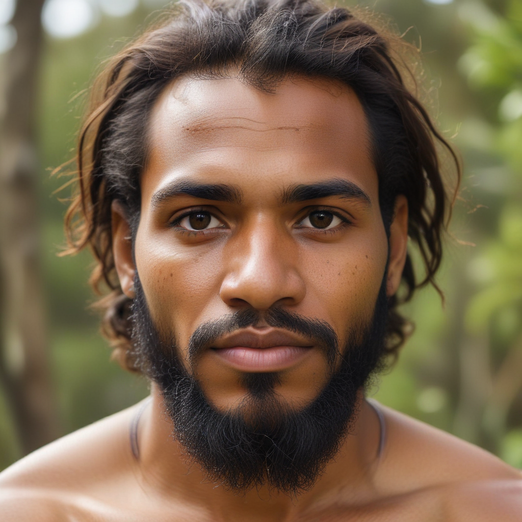 native australian melanesian indian man with strong features