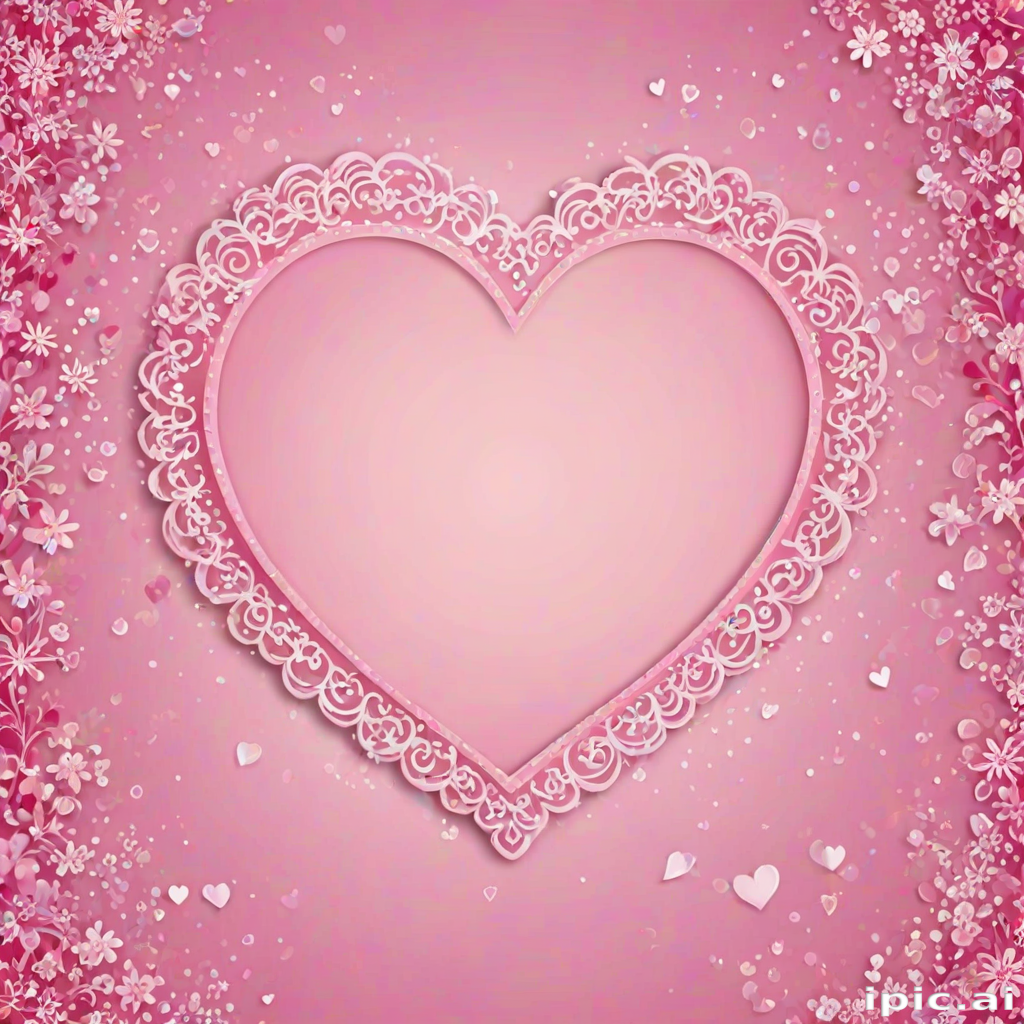 Delicate Pink Heart Frame Surrounded by Charming Floral Accents and ...