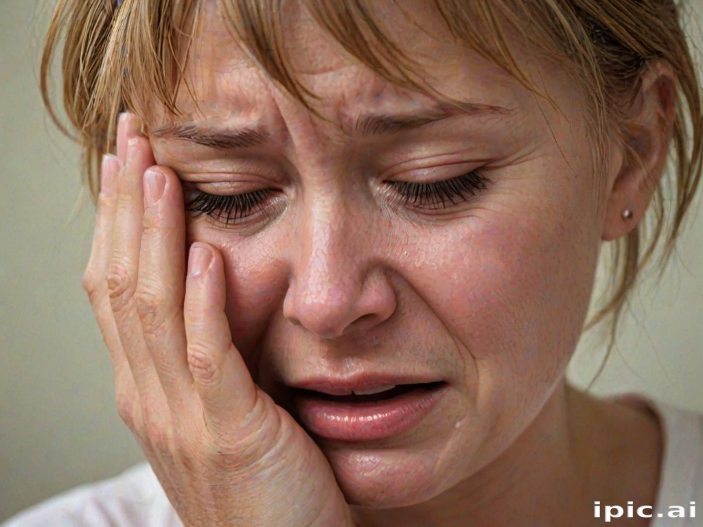 Emotional Portrait of a Woman Expressing Deep Sorrow and Vulnerability