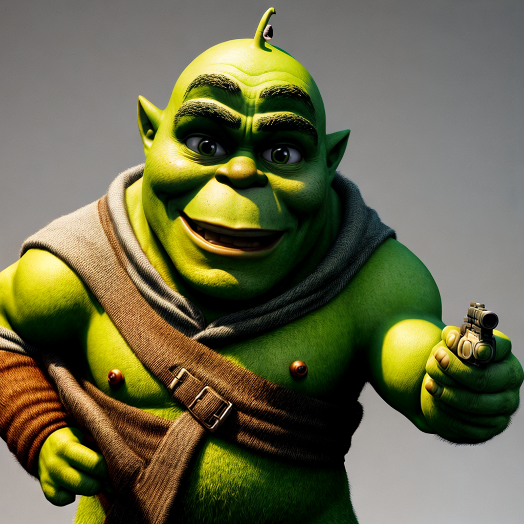 shrek with a shootgun