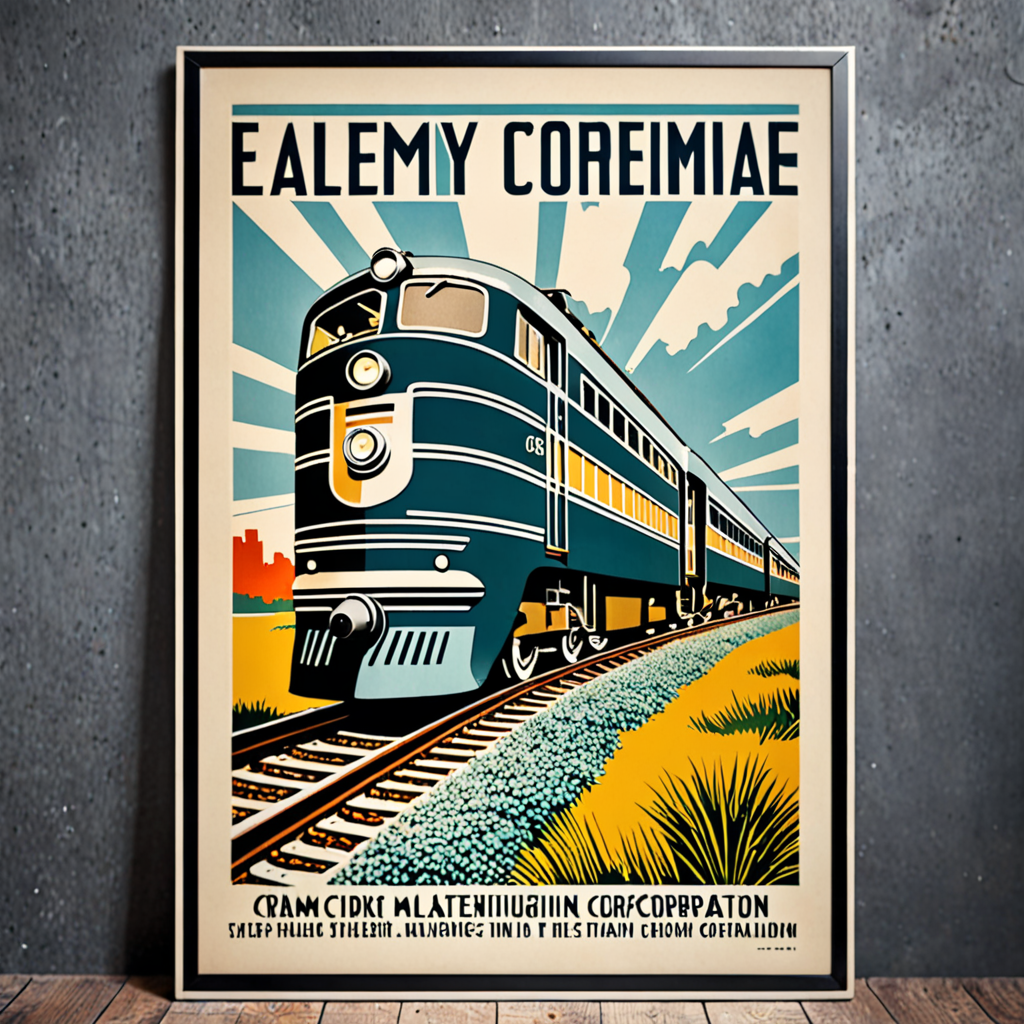 art deco streamline railway corporation poster train