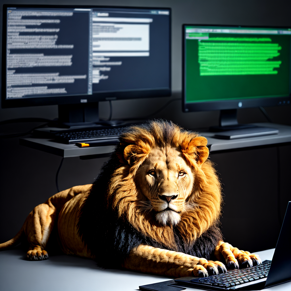 lion typing code in computer