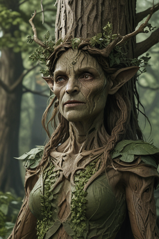 an imposing Treant wife from Lord of the Rings. Realistic and detailed.