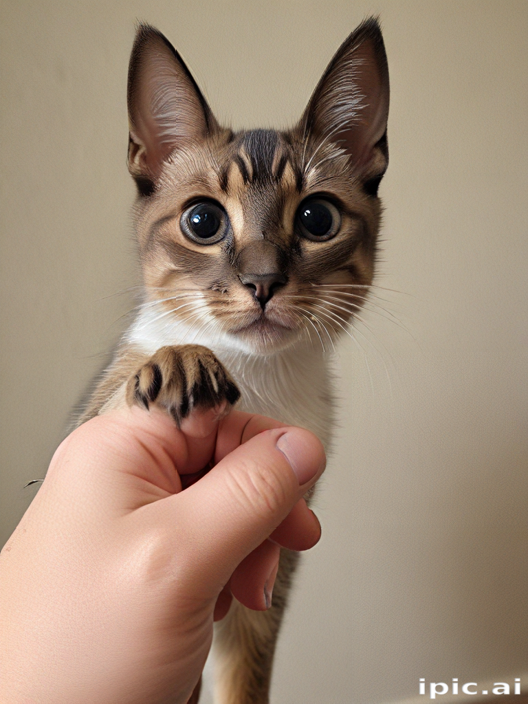 A Playful Kitten Reaching Out with Its Paw for Interaction.