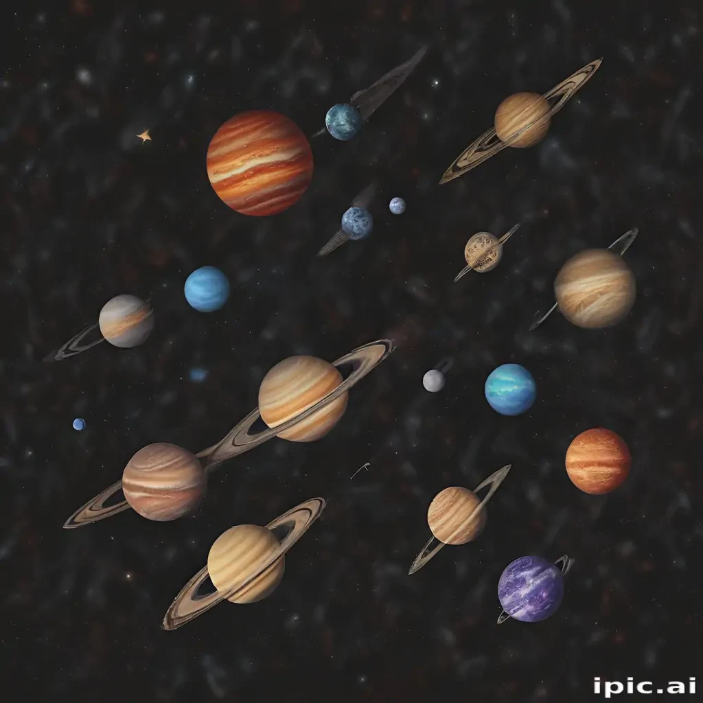 An Artistic Representation of the Solar System's Diverse Planets and Moons