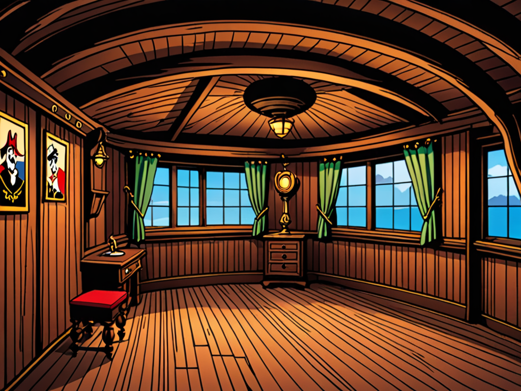 Interior of Captain Hook's state room on the pirate ship from the ...