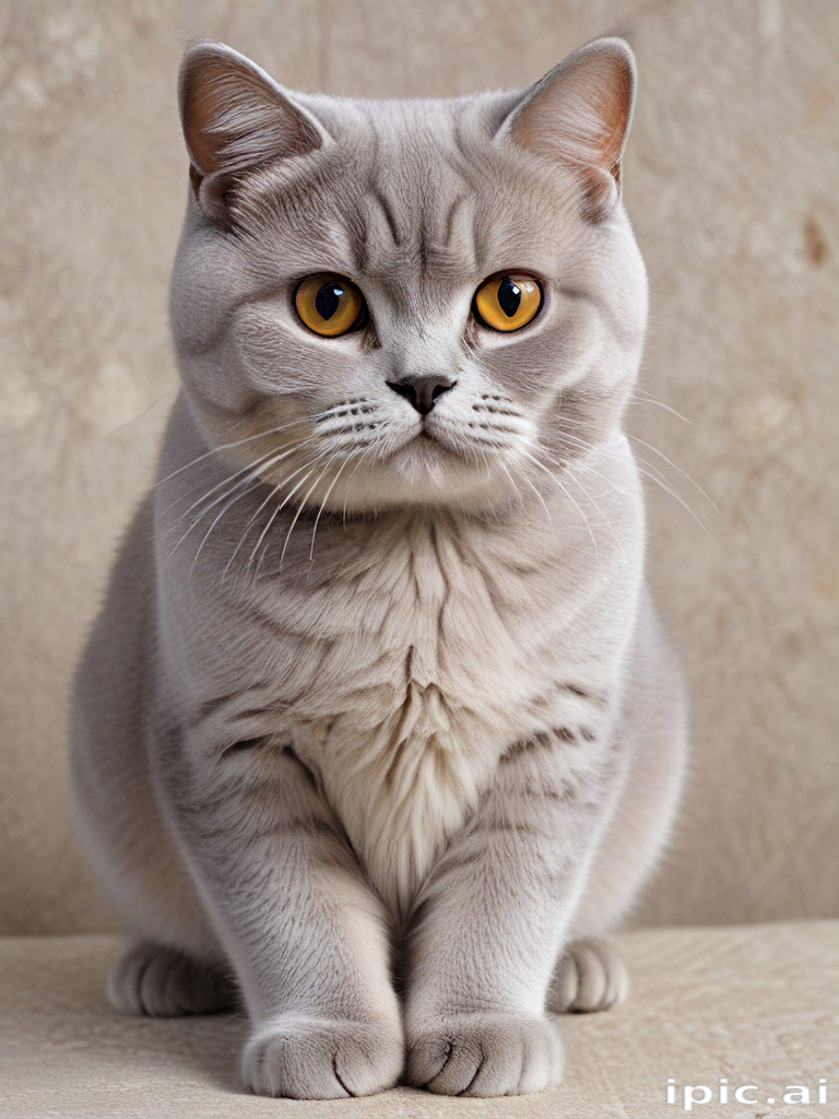 A Charming Gray Cat with Striking Golden Eyes Sitting Elegantly.