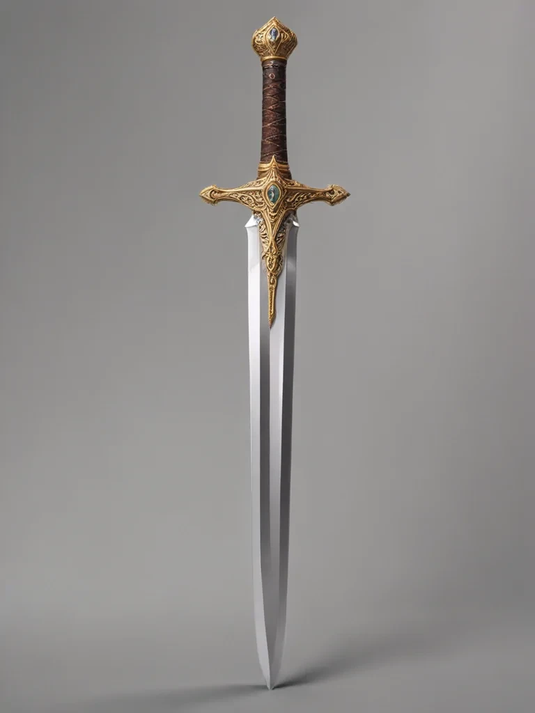A Majestic Sword with Intricate Design and Elegant Details on Display