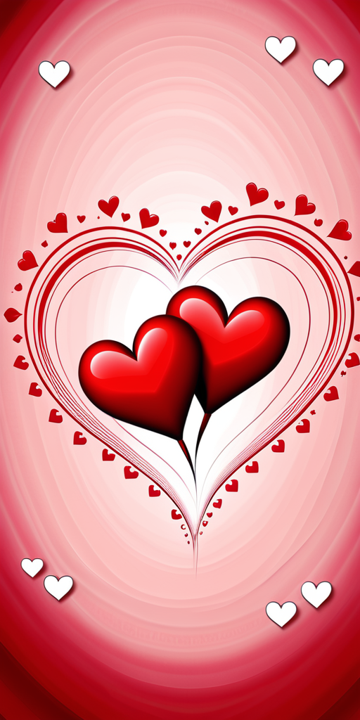 Two Overlapping Red Hearts Surrounded by Smaller Hearts in a Romantic ...