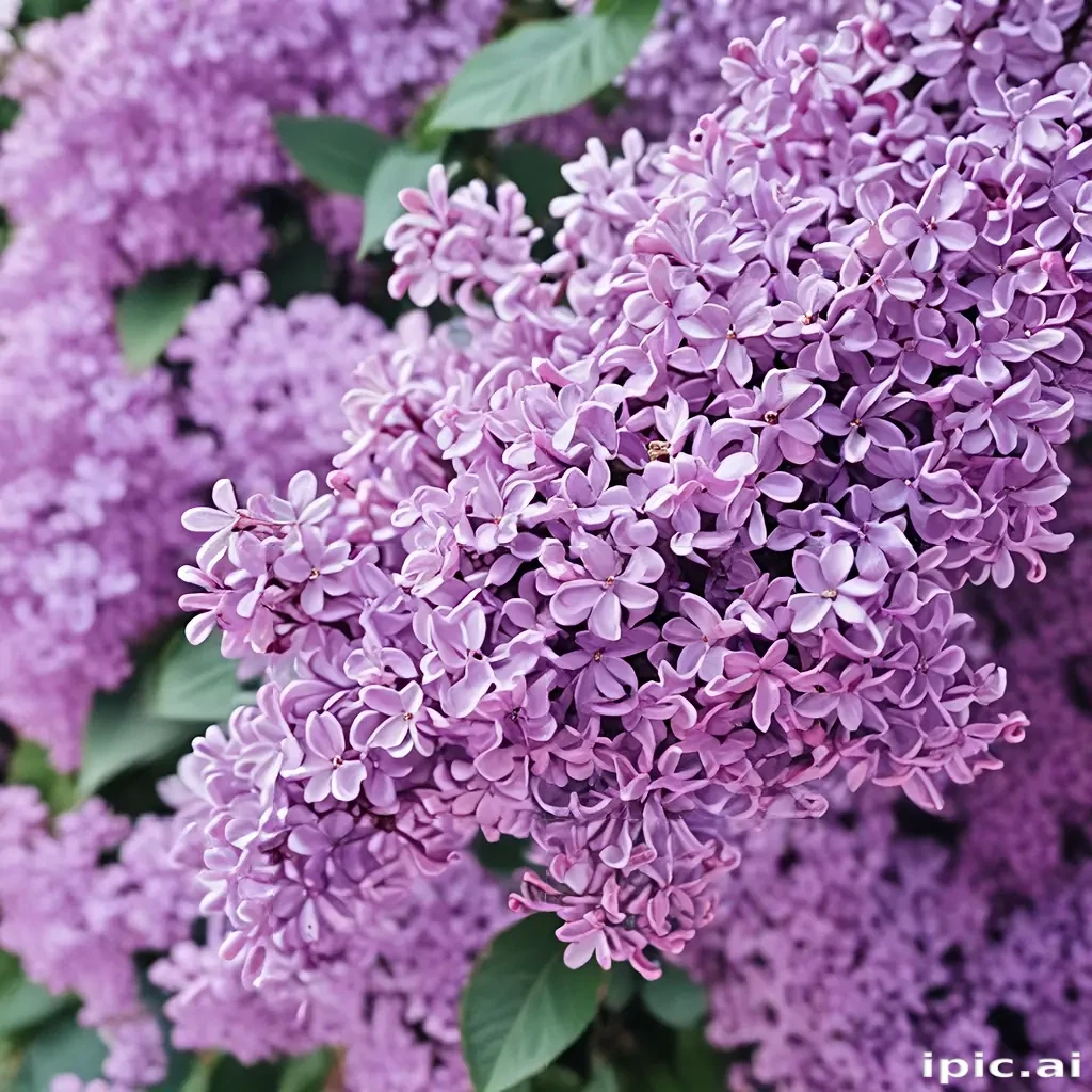 A Beautiful Display of Vibrant Purple Lilacs in Full Bloom.