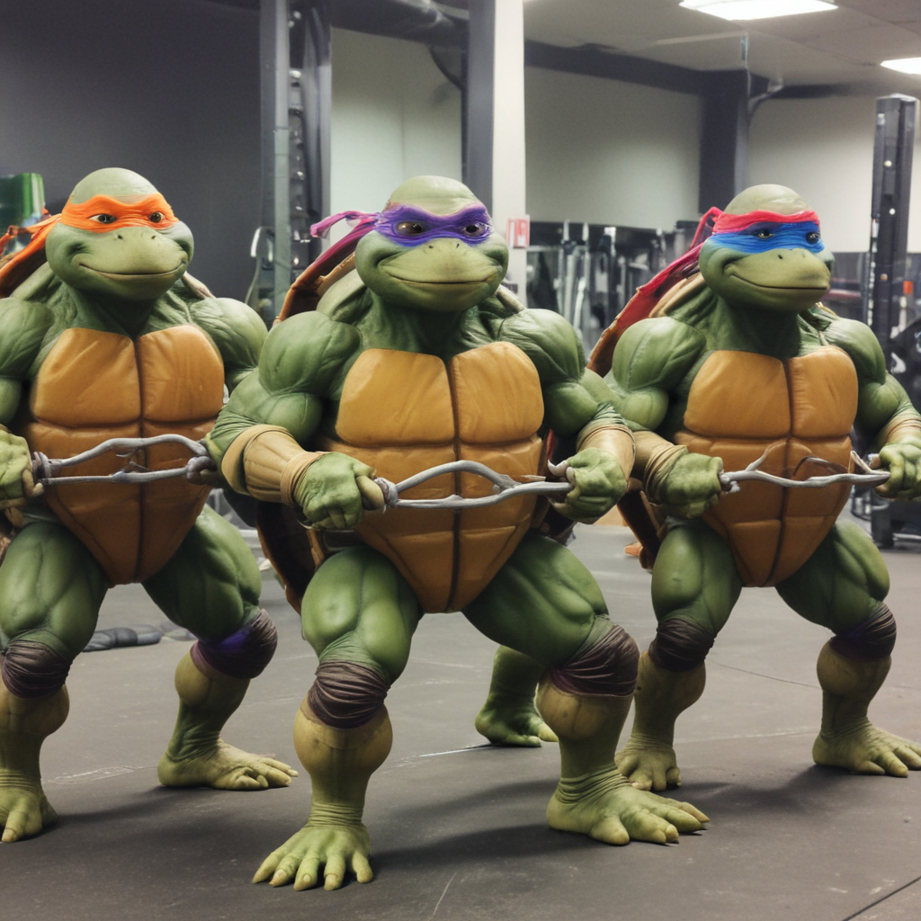 ninja turtles in gym