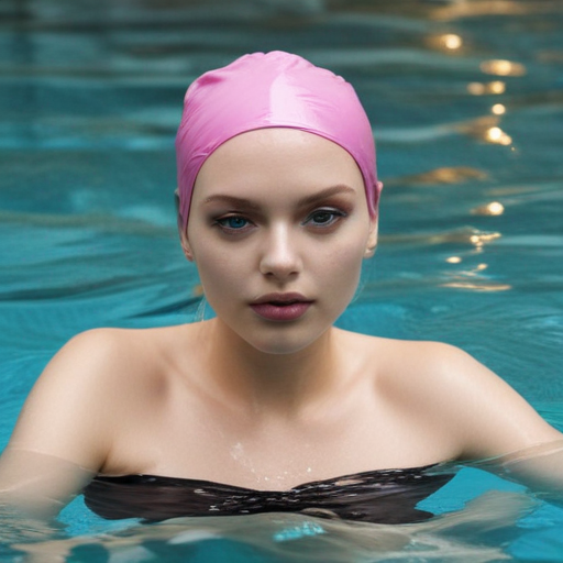 scarlett johansson, real photo, swimming cap