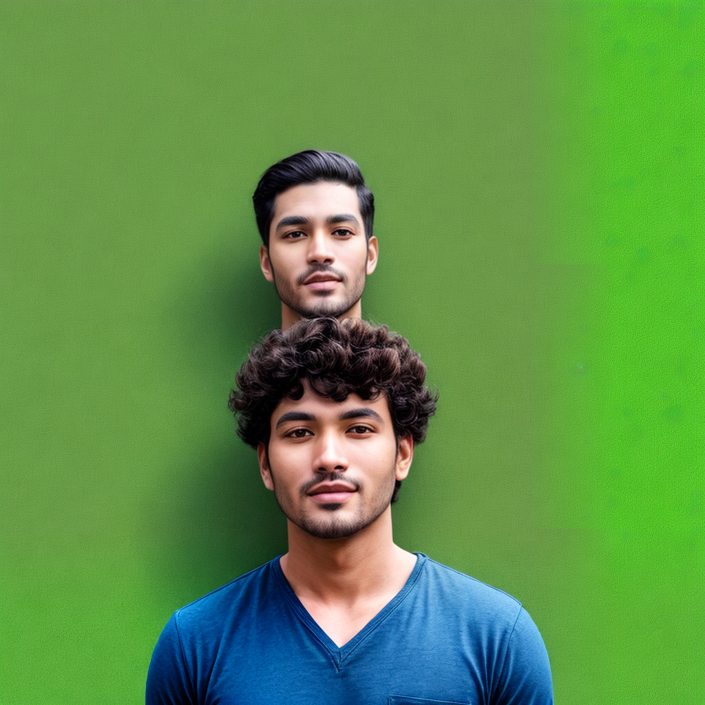 Beautiful man standing full body portrait behind green background