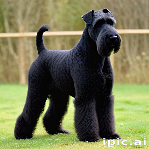 A Majestic Black Dog with Fluffy Fur Standing Proudly in Nature.