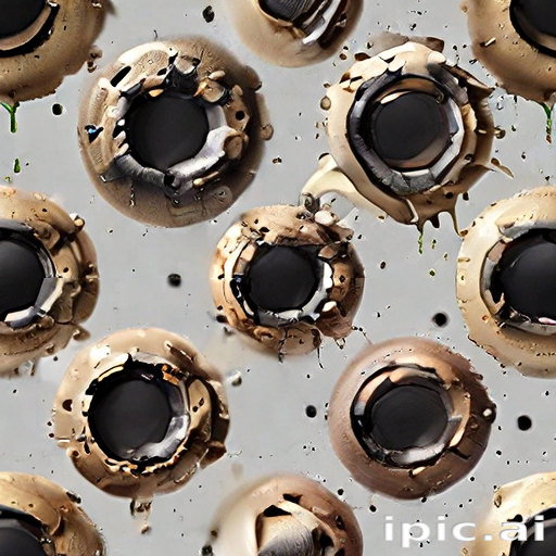 Abstract Close-Up of Circular Patterns with Paint Splashes and Drips