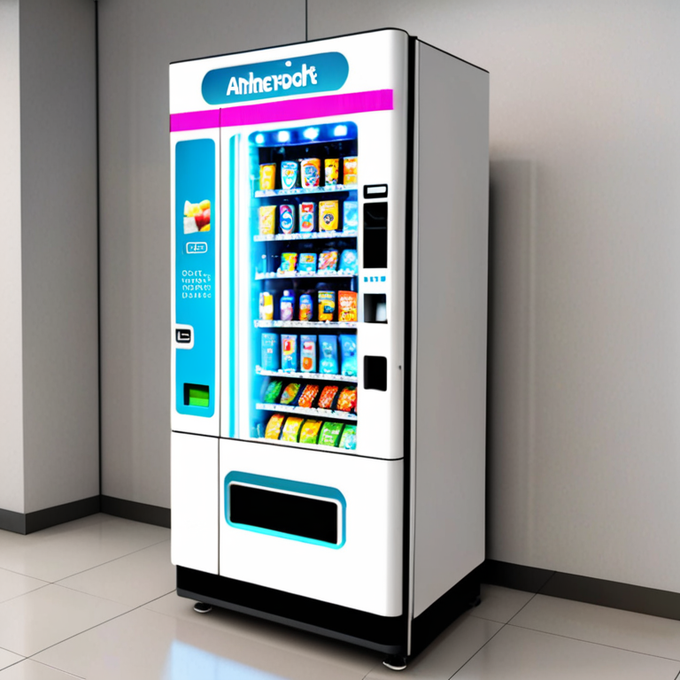 futuristic vending machine, digital, essential products, not junk good ...