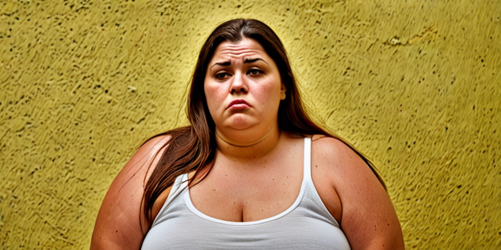 Sad fat woman