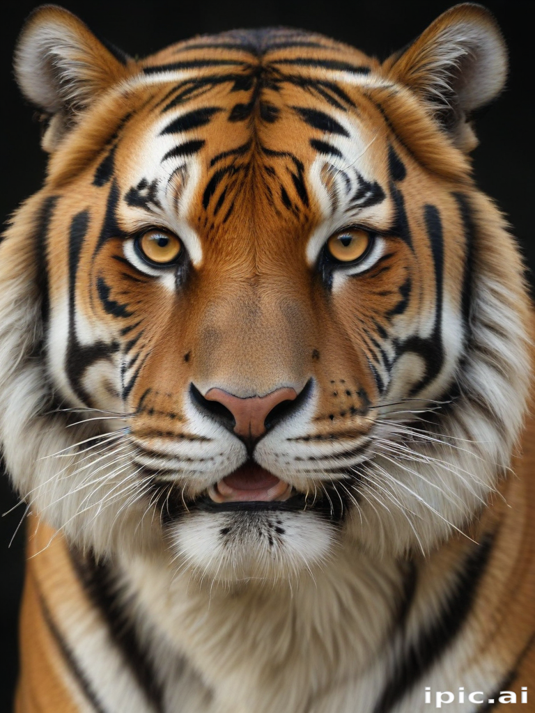 Majestic Close-Up of a Tiger Showcasing Its Striking Features and Colors