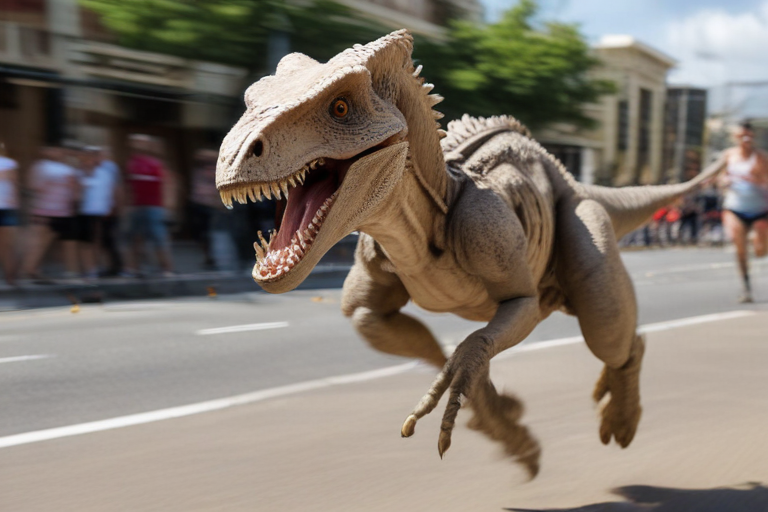Velociraptor running on marathon