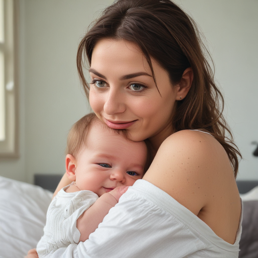a mom hugging her baby