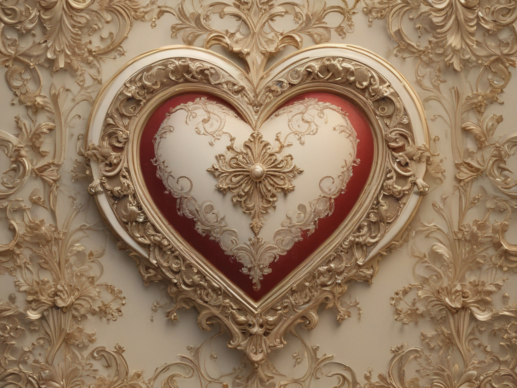 Intricately Designed Ornate Heart in Elegant Baroque Style Wall Art