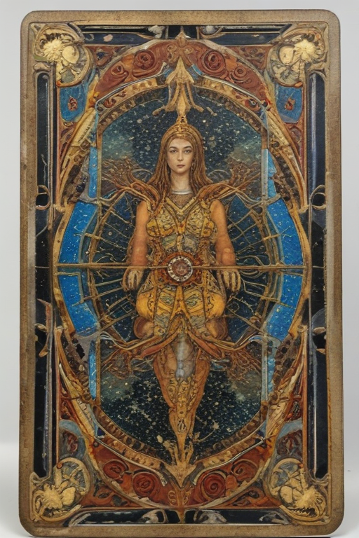 Intricate Art Nouveau Illustration of a Celestial Figure Surrounded by ...