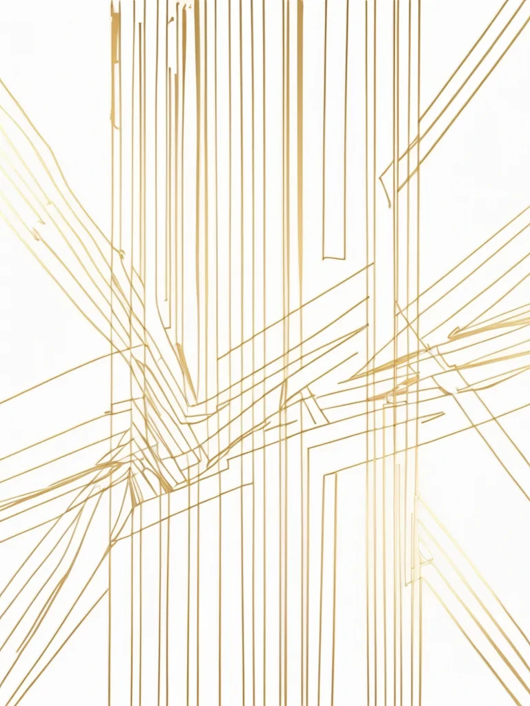 Intricate Golden Lines Intertwined on a Clean White Background