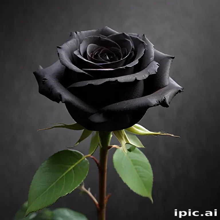 A Striking Black Rose Elegantly Displayed Against a Dark Background