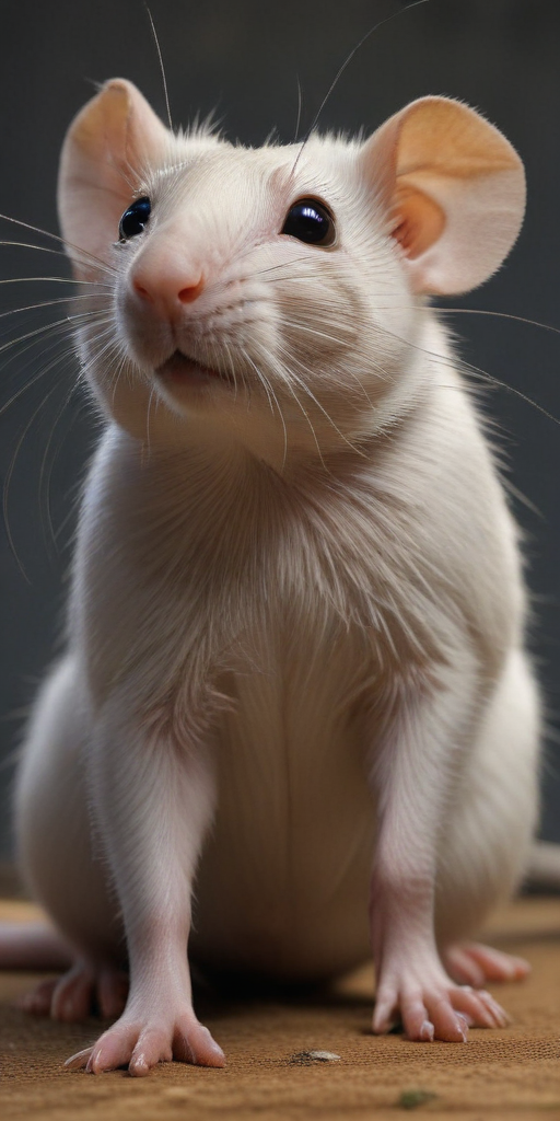 Adorable White Rat Curiously Observing Its Surroundings with Bright Eyes