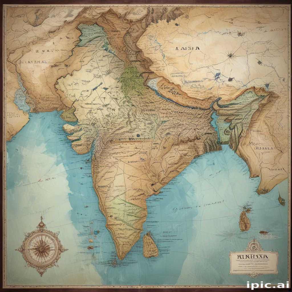 Detailed Historical Map of the Indian Subcontinent Showcasing Geography ...