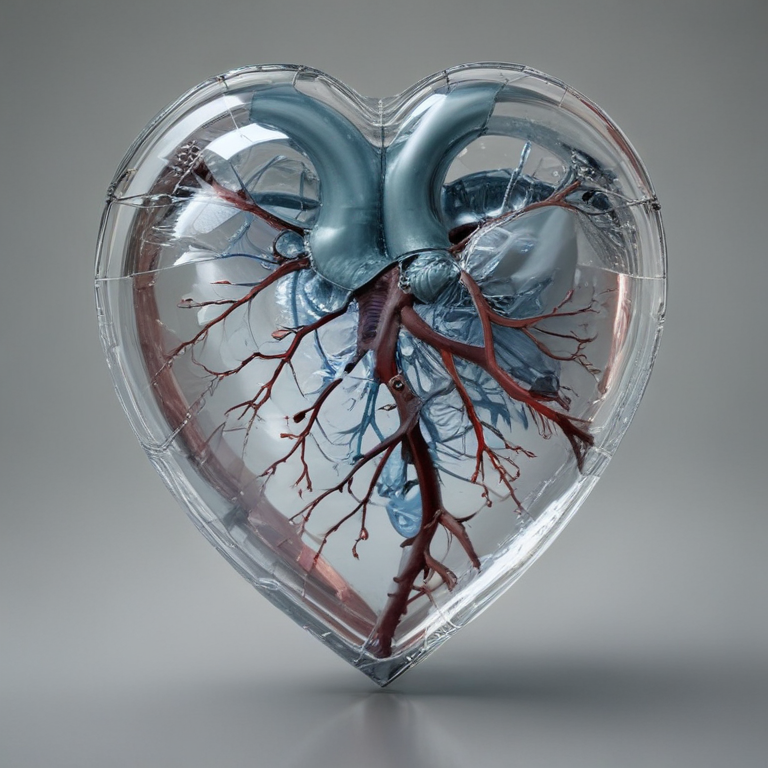 Intricate Glass Heart Sculpture Showcasing Detailed Human Anatomy and ...