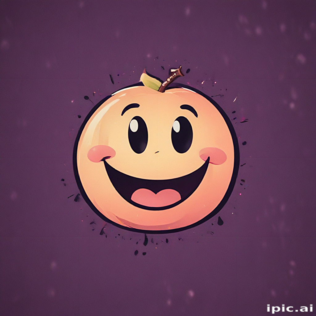 Happy Cartoon Peach Face with Big Smile and Cheerful Expression